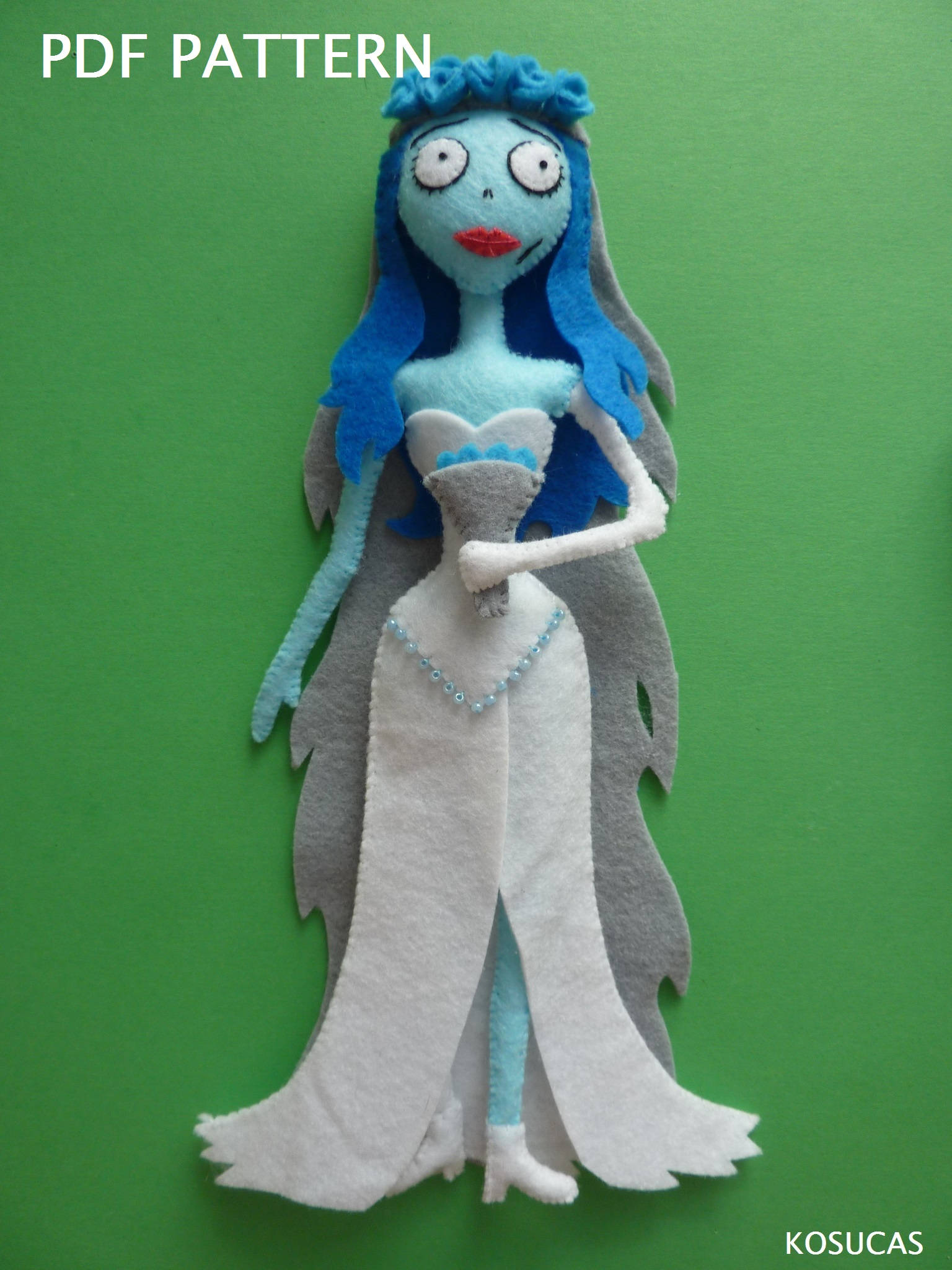 Art Dolls Art & Collectibles Emily the Corpse Bride felt plushie doll ...