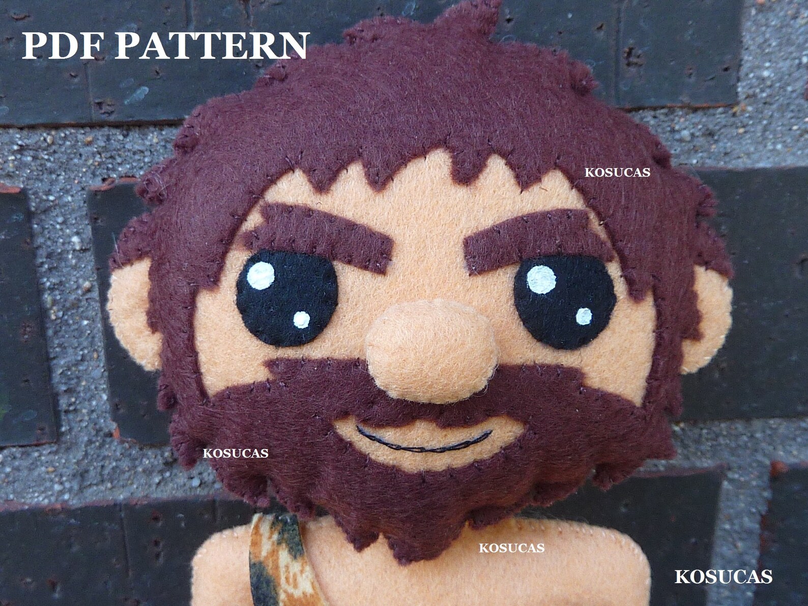 PDF Sewing Pattern to Make a Felt Caveman. - Etsy