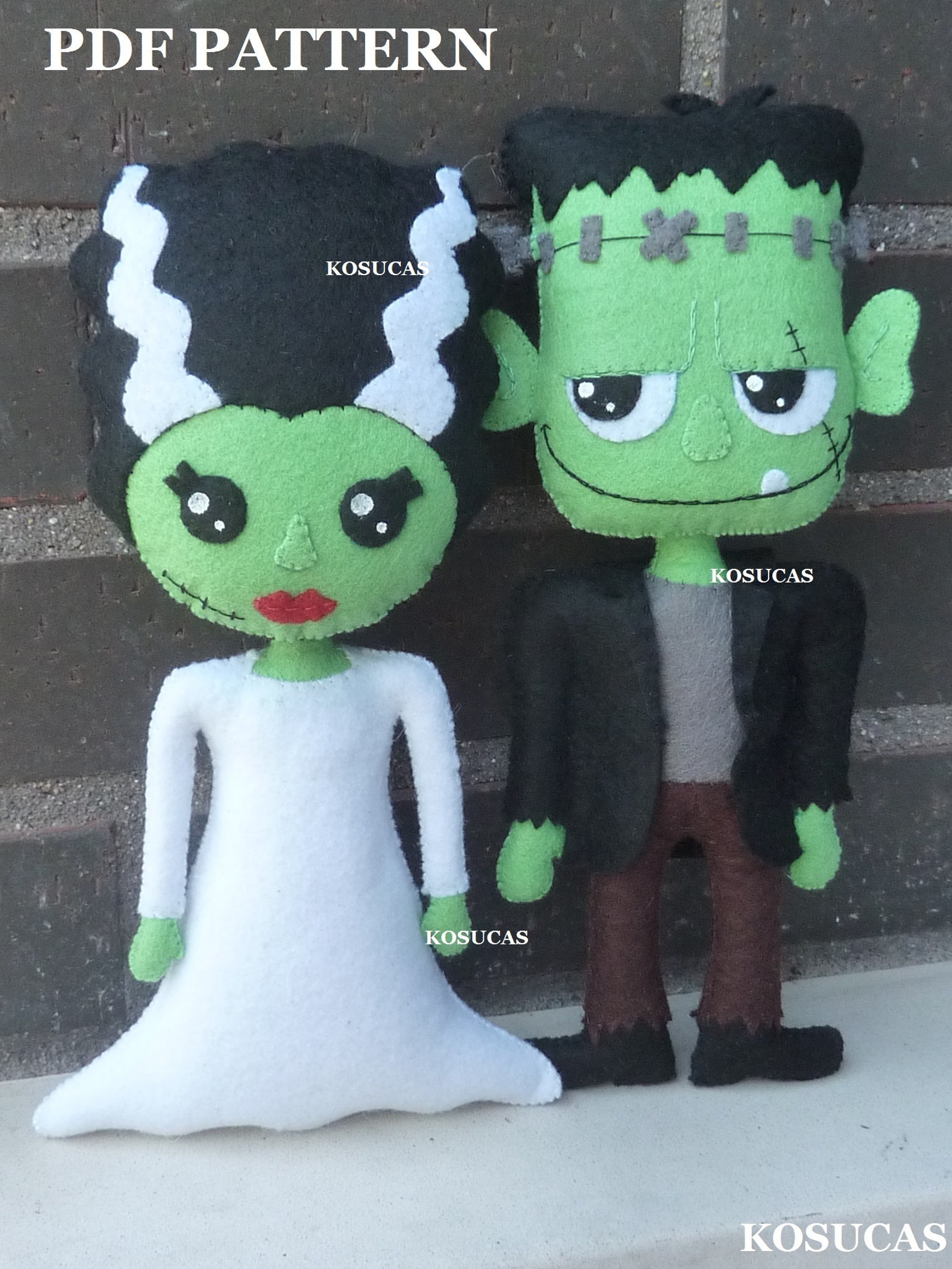PDF Pattern to Make the Felt Figures of Frankenstein and His Bride. - Etsy