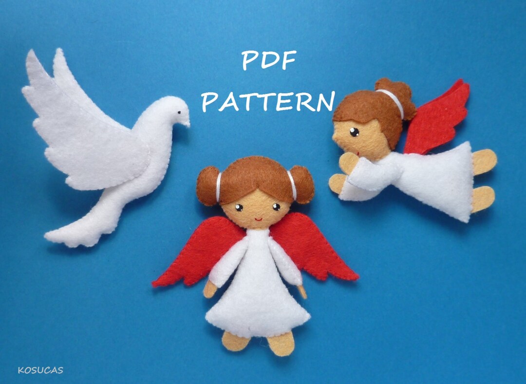 PDF Sewing Pattern to Make Felt Small Angels and a Dove - Etsy