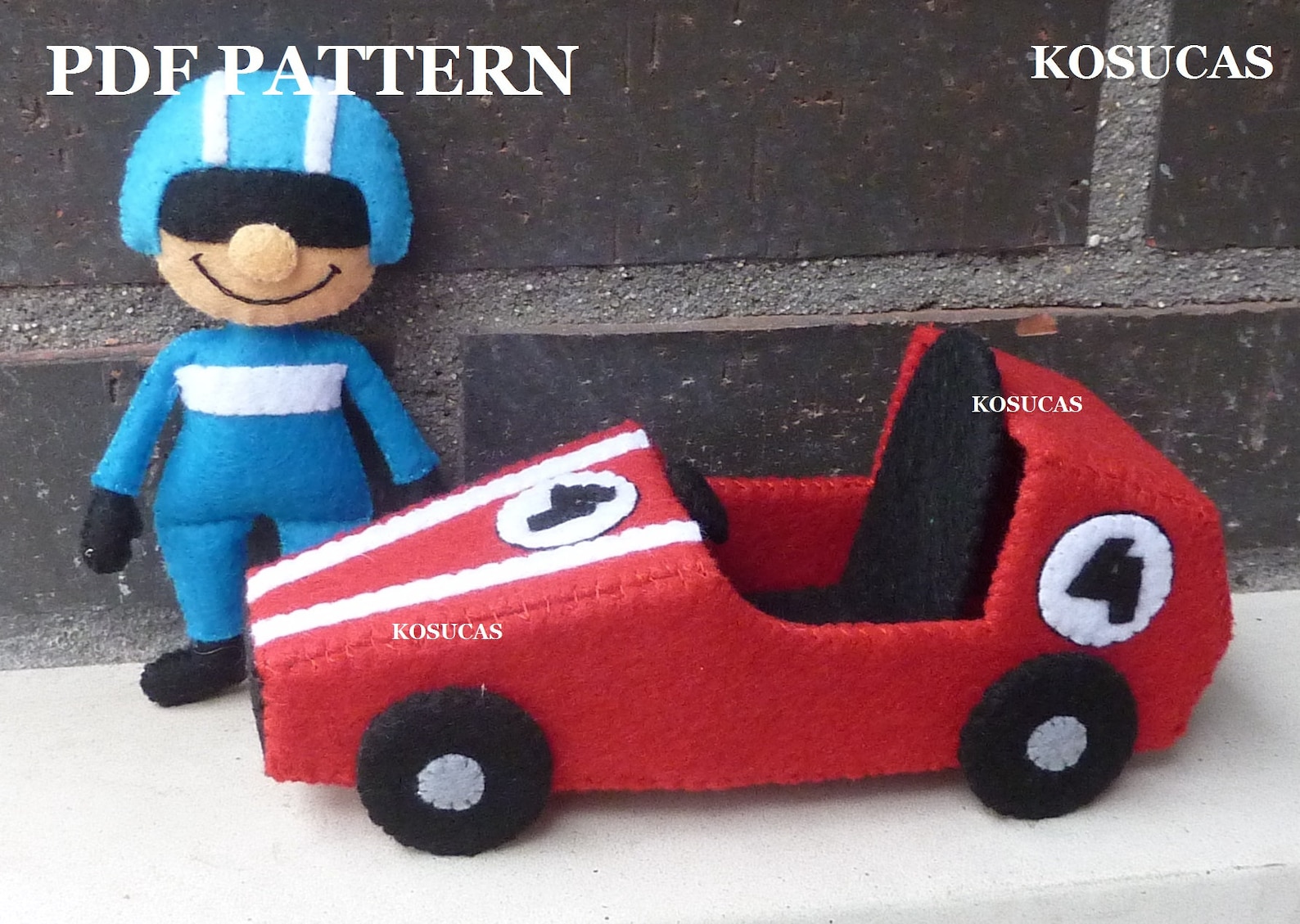PDF Pattern to Make Al Felt Race Car and a Pilot. - Etsy