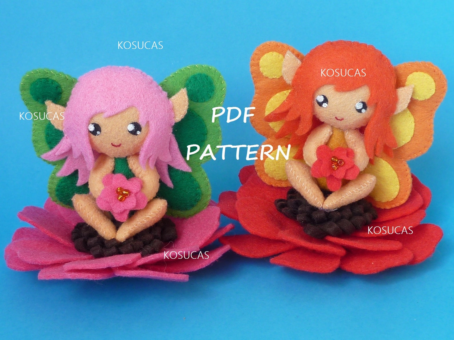 PDF Sewing Pattern to Make a Small Flower Fairy in Felt - Etsy