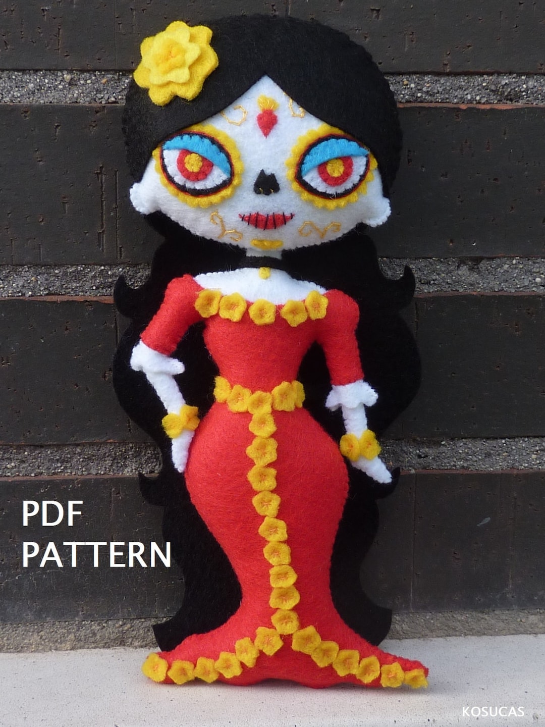 Patrón en PDF para realizar una Catrina en fieltro. - Etsy México