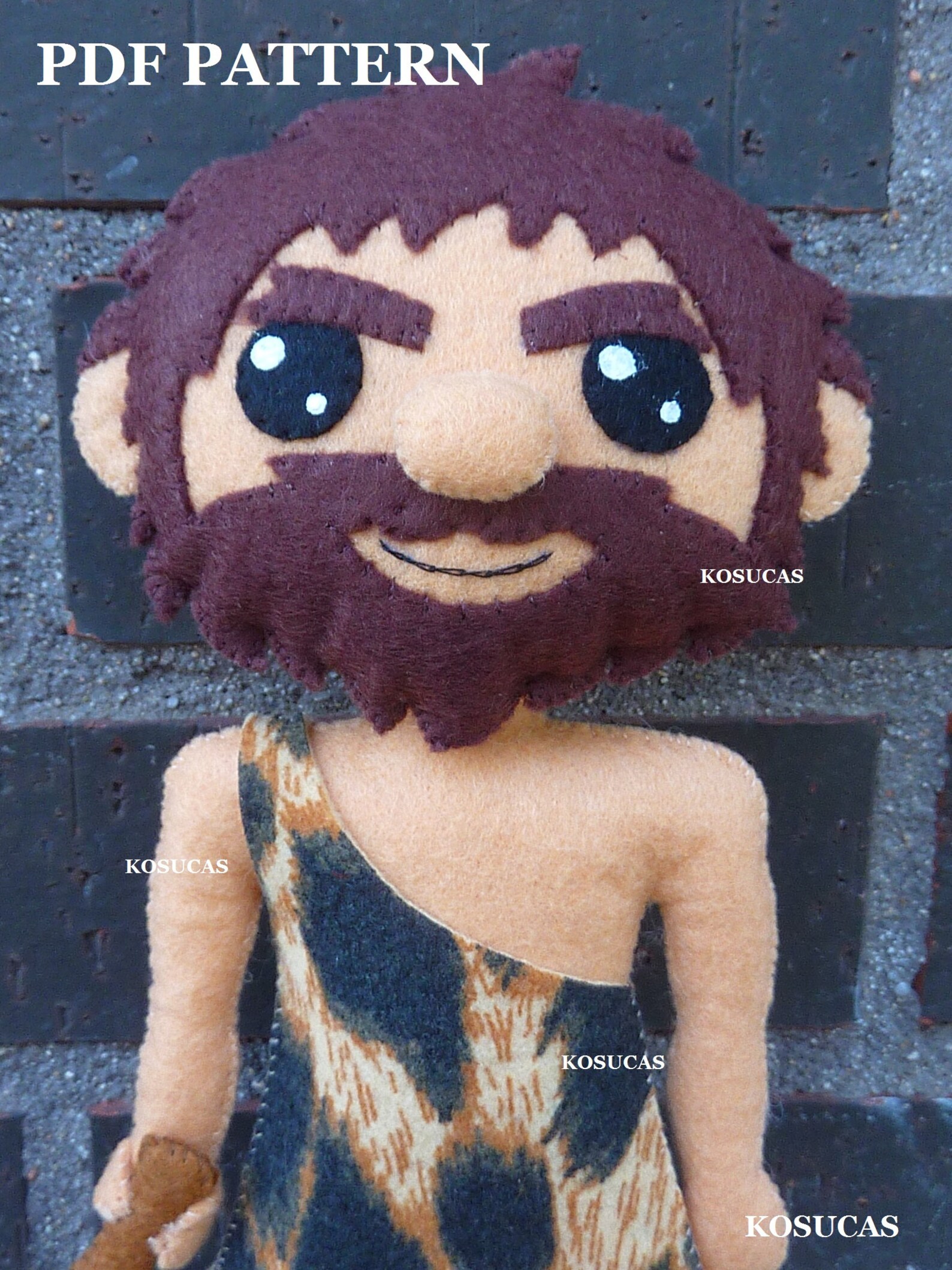 PDF Sewing Pattern to Make a Felt Caveman. - Etsy