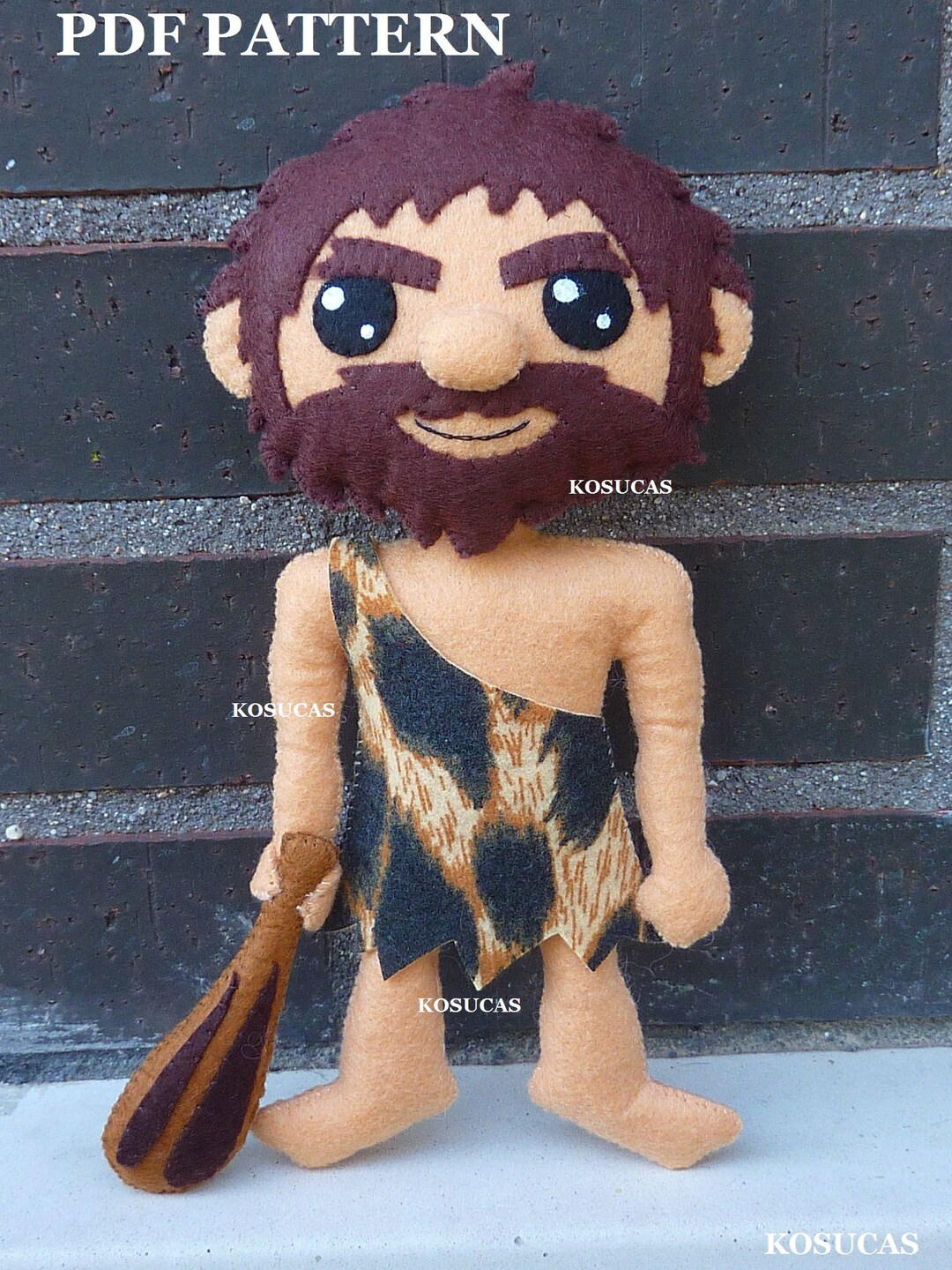PDF Sewing Pattern to Make a Felt Caveman. - Etsy
