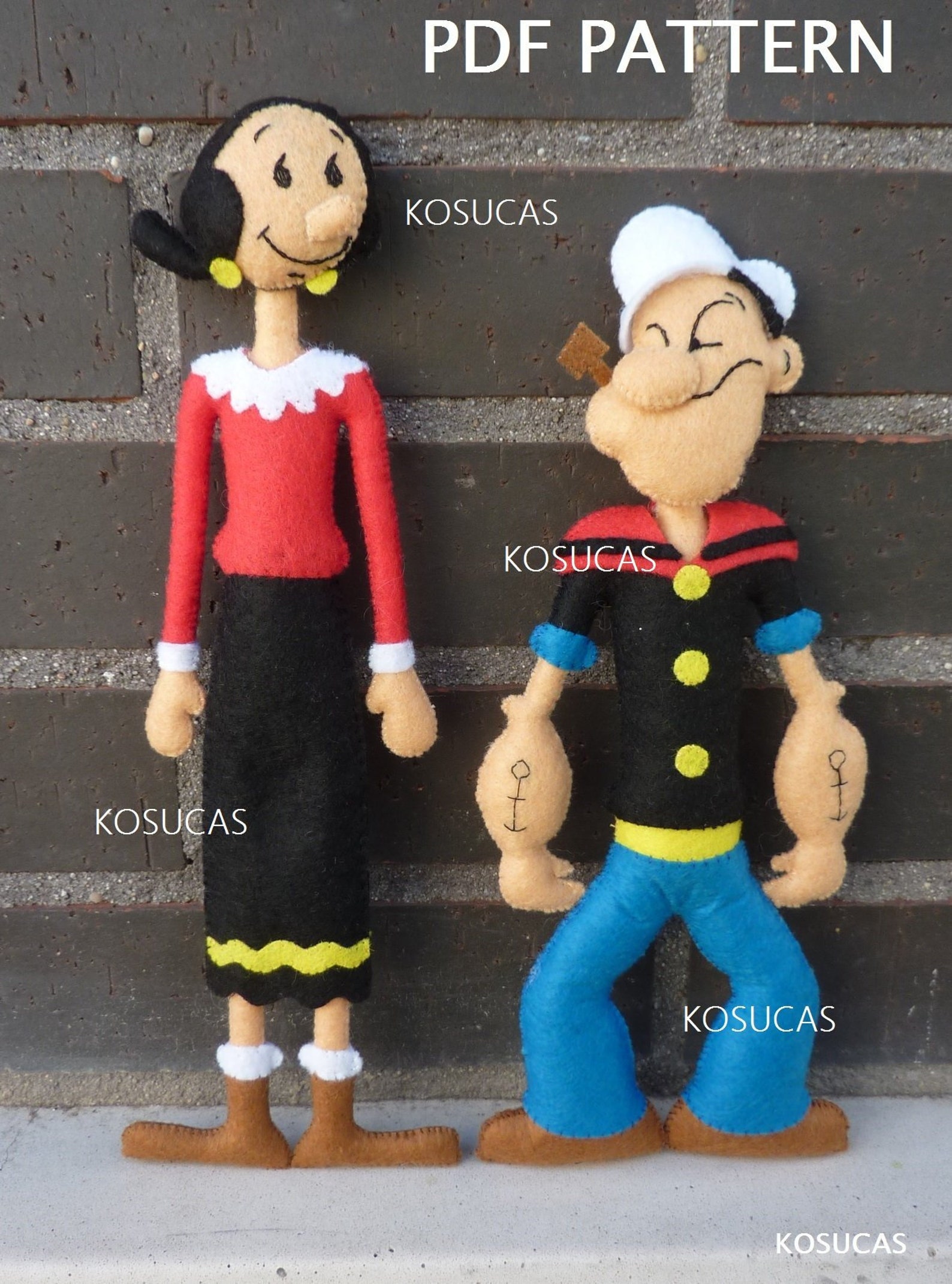 PDF Pattern to Make a Felt Popeye and Olive. - Etsy