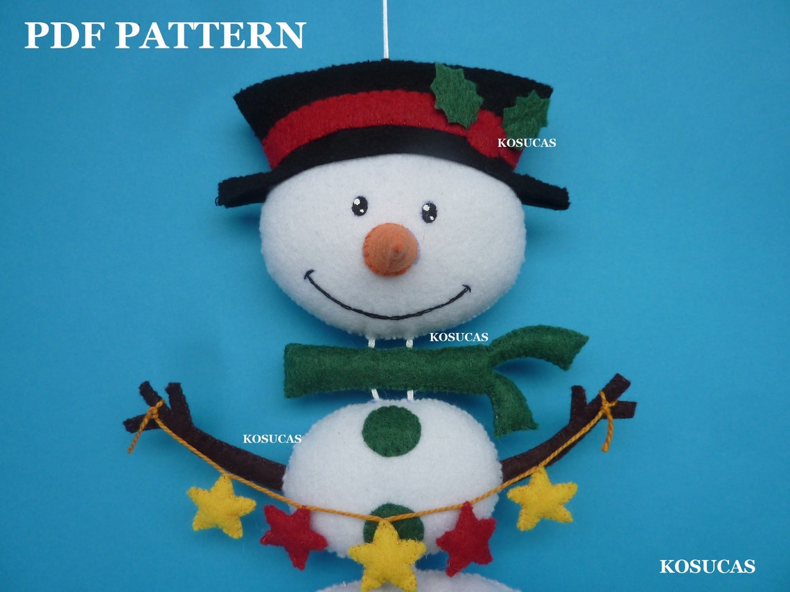 PDF Pattern to Make a Felt Hanging Snowman. - Etsy