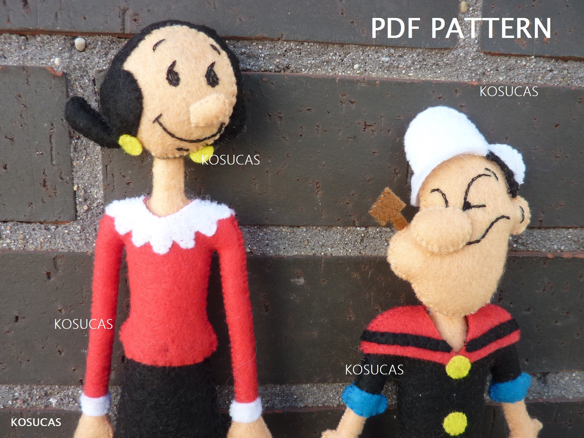 PDF Pattern to Make a Felt Popeye and Olive. - Etsy