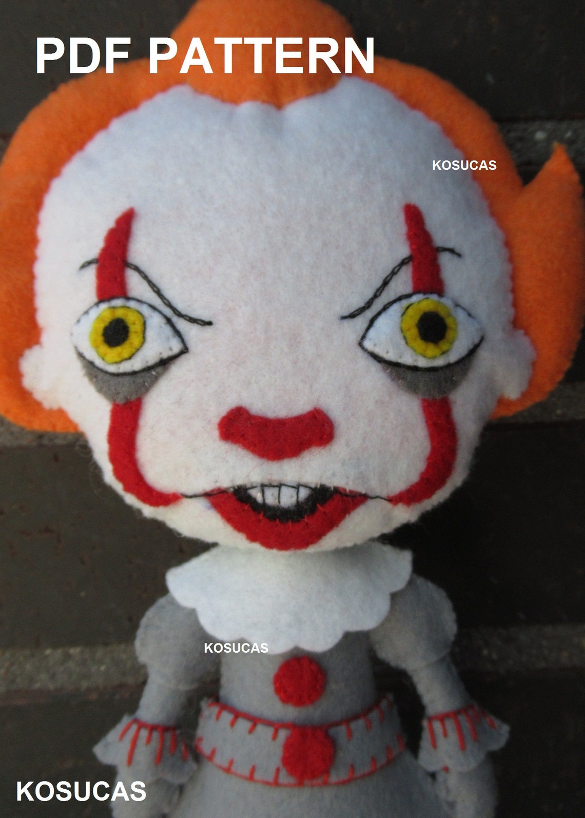 PDF Pattern to Make a Felt Scary Clown. - Etsy