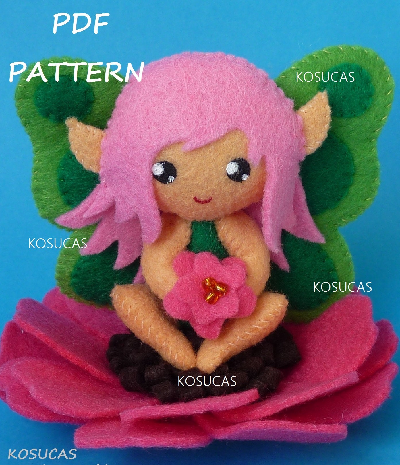PDF sewing pattern to make a small flower fairy in felt | Etsy