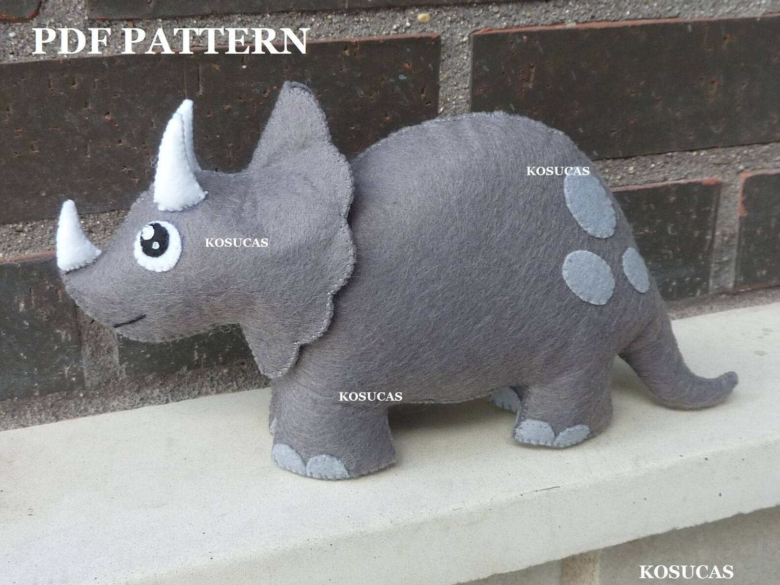 PDF Pattern to Make a Felt Triceratops. | Etsy