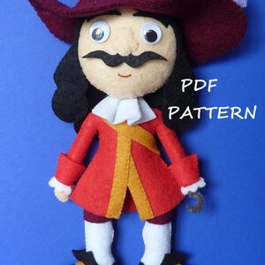 PDF sewing pattern to make a felt Captain Hook | Etsy