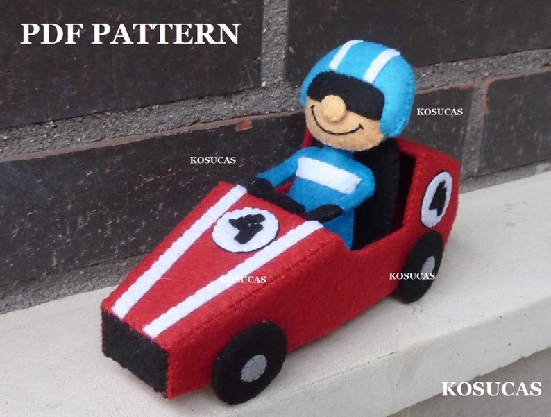 PDF Pattern to Make Al Felt Race Car and a Pilot. - Etsy