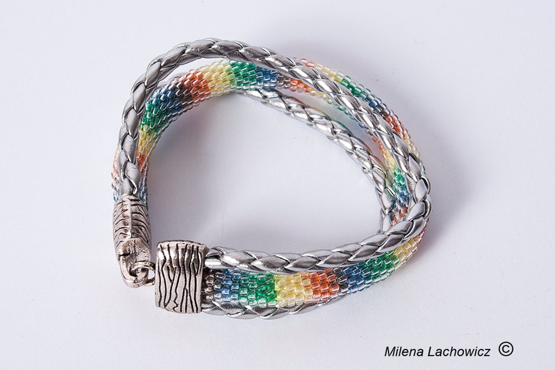 Bead Crochet Rope With Silver Strap Beaded Bracelet Rope - Etsy