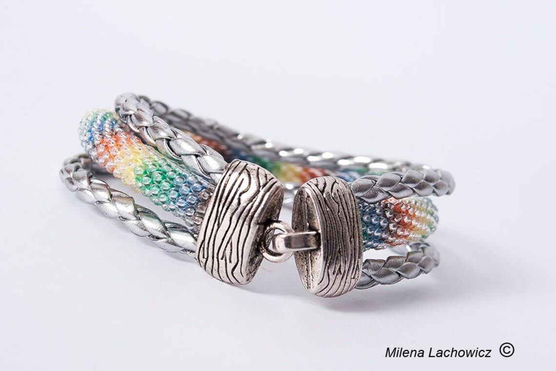 Bead Crochet Rope With Silver Strap Beaded Bracelet Rope - Etsy