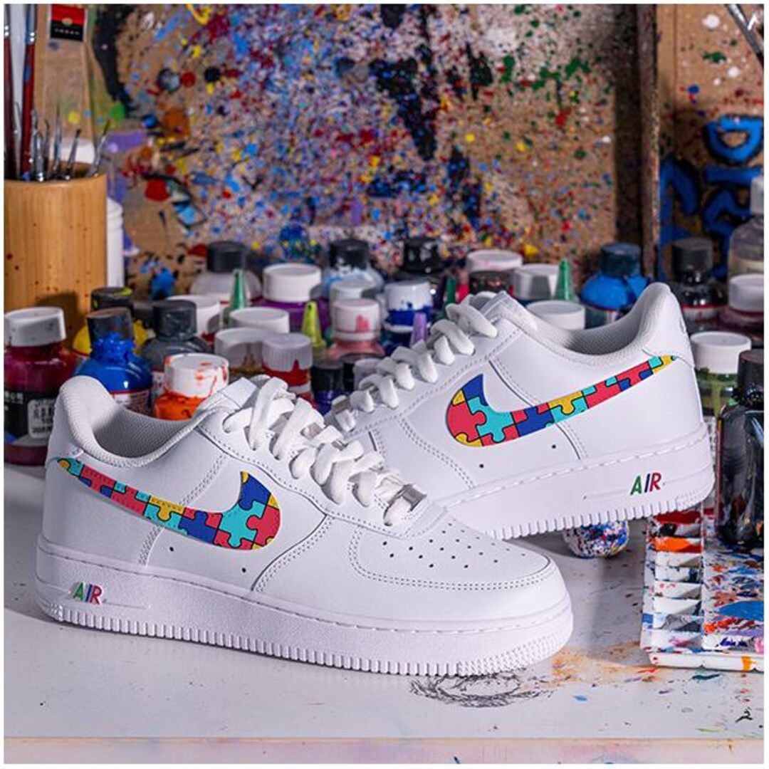 Custom Autism Awareness Air Force 1, Handpainted Puzzle Custom AF1 ...