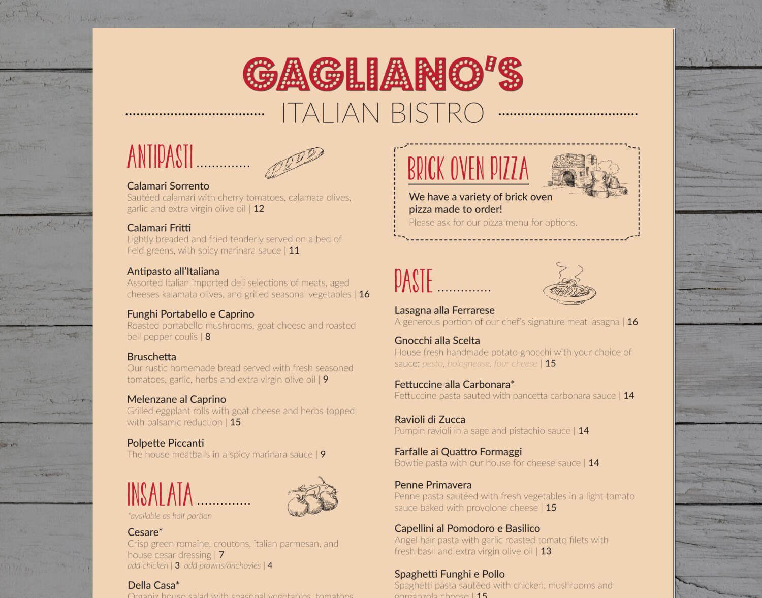 Custom Restaurant Menu Printable Restaurant Menu | Etsy