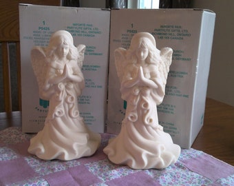Lot Set Pair of 2 Angel Kids Children Boy Girl With Wings 4 Inch Rough ...