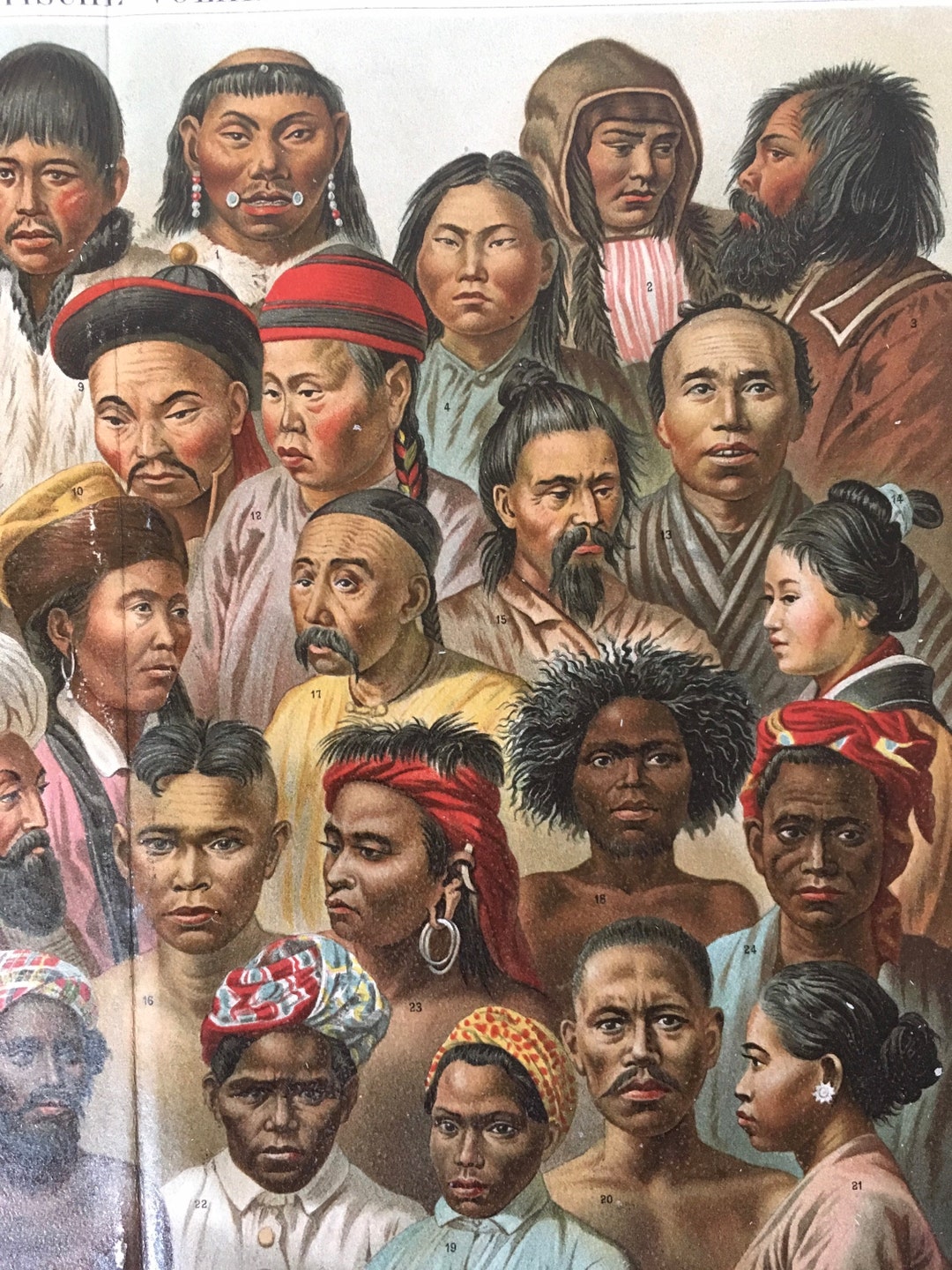 Ancient Asian People Asia People Antique Original Coloured Lithography ...