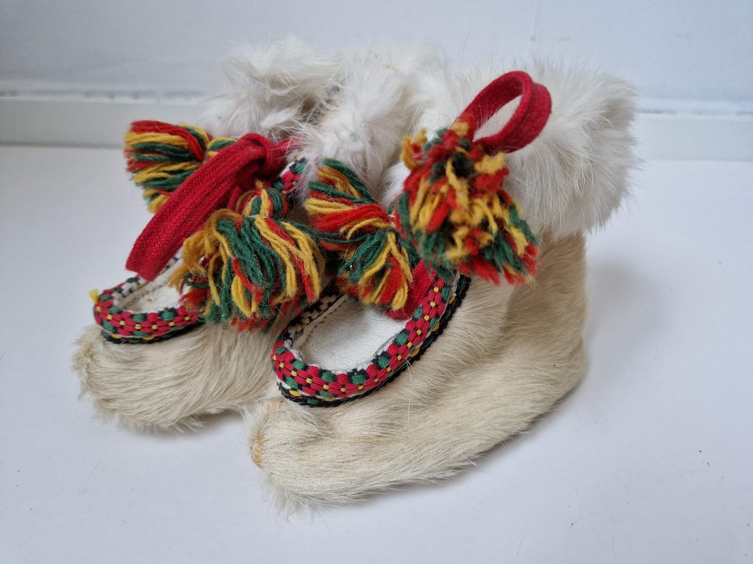 Traditional Vintage Sami Baby Shoes, Reindeer Skin Moccasins ...