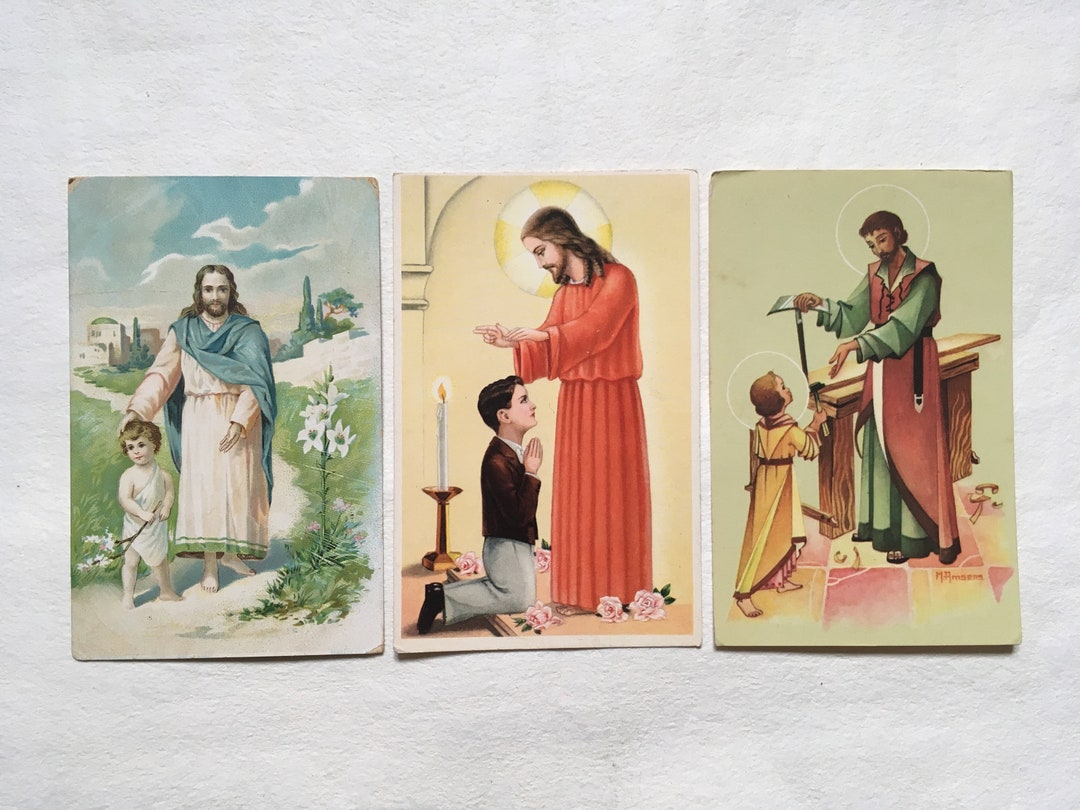 SET 3 Pcs Vintage Color Postcards Christ, Jesus Christ, Good Shepherd ...