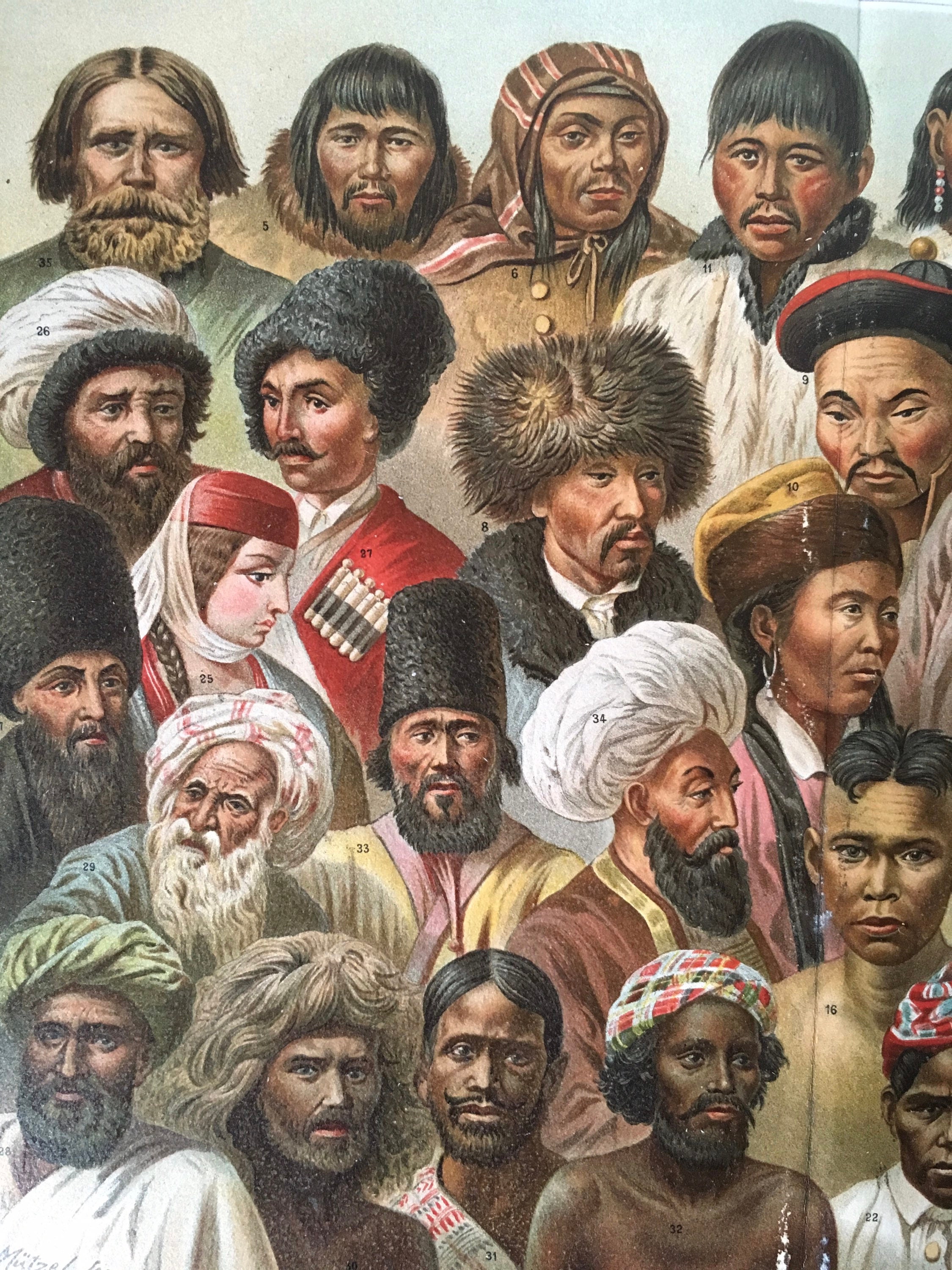 Ancient Asian People Asia People Antique Original Coloured Lithography ...