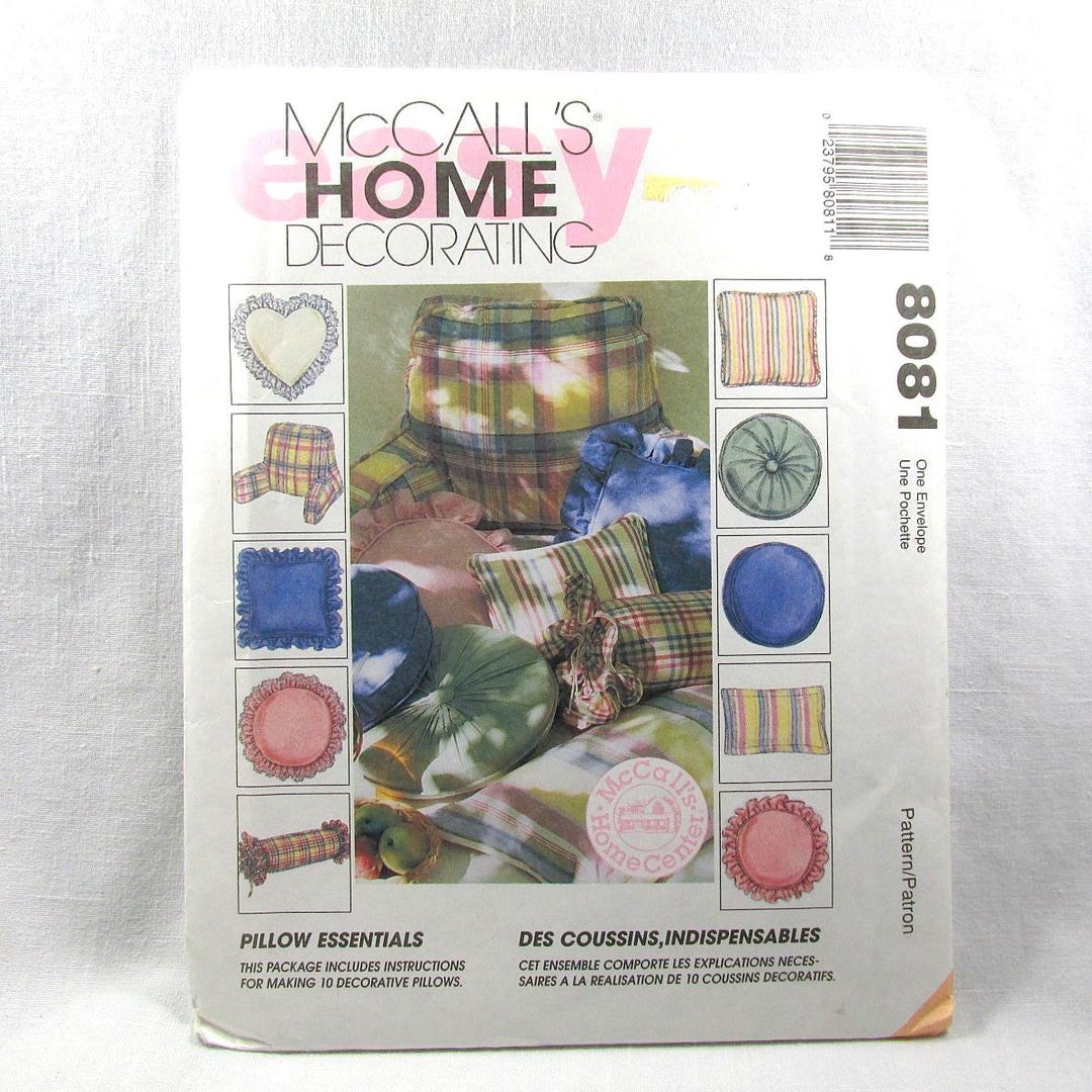 10 Pillow Essentials Sewing Patterns Mccall's Home Decorating 1995 ...