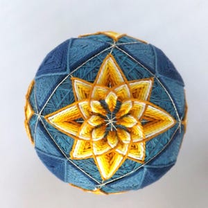 Japanese Temari Ball - Collectable Six Yellow Flowers in a Box of 8 ...