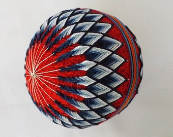 Japanese Temari Ball Handmade by Me Six Woven Flowers in Red - Etsy