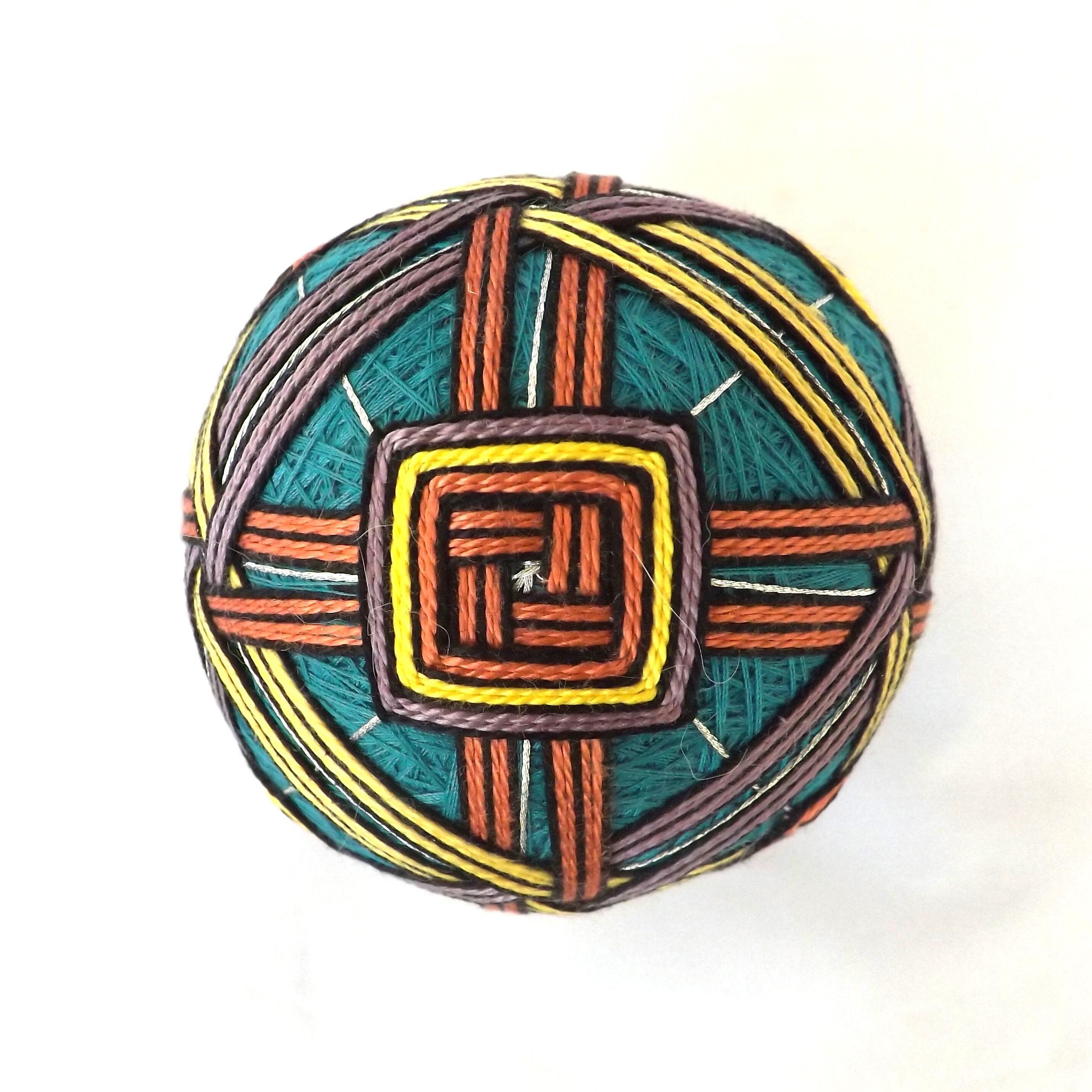 Japanese Temari Ball Handmade Rice Hulls and a Bell Inside, Six Woven ...