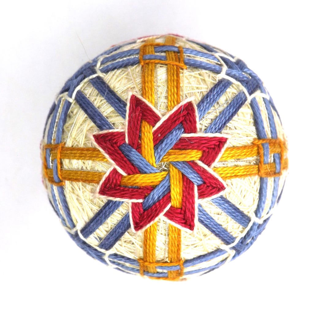 Japanese Temari Ball -new Design , Handmade by Me, Blue and Gold ...