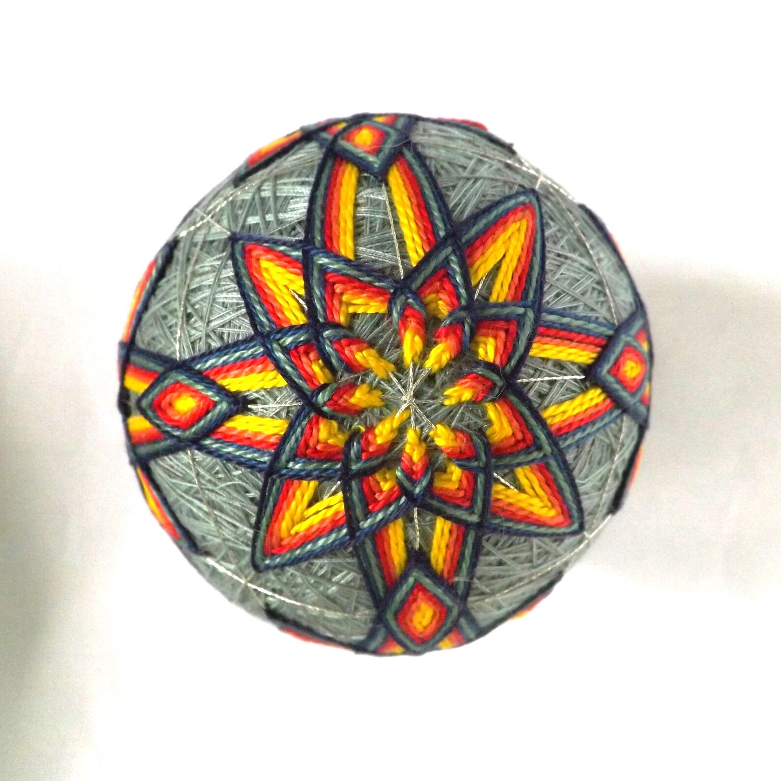 Japanese Temari Ball Handmade by Me, Rice Hulls and a Bell Inside, Six ...