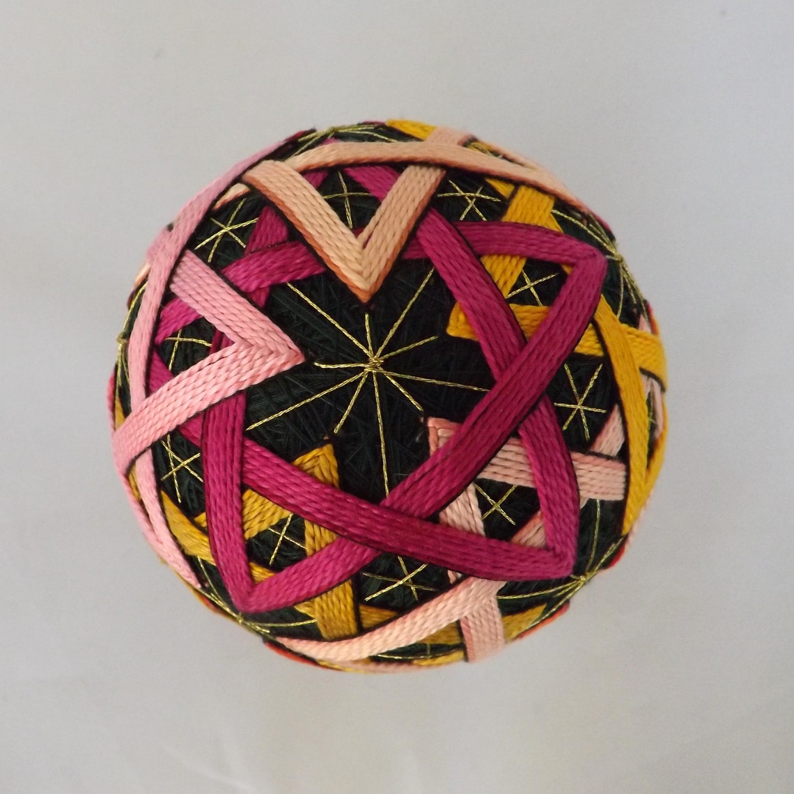 Japanese Temari Ball handmade by Me, Twelve Overlapping Star Over Stars ...