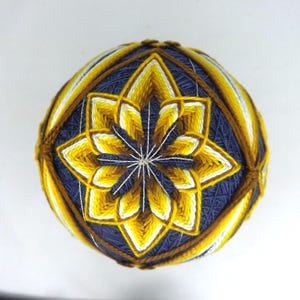 Japanese Temari Ball Handmade by Me "four Yellow Flowers in a Window ...