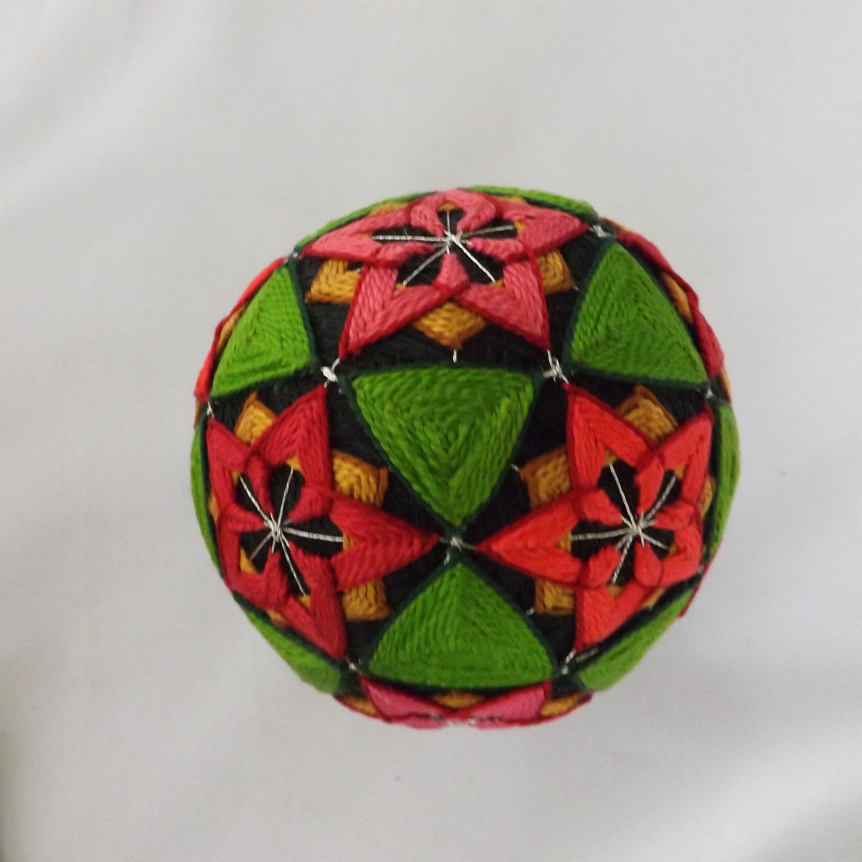 Japanese Temari Ball , Handmade by Me, Twelve Kiko Flowers in Pinks ...