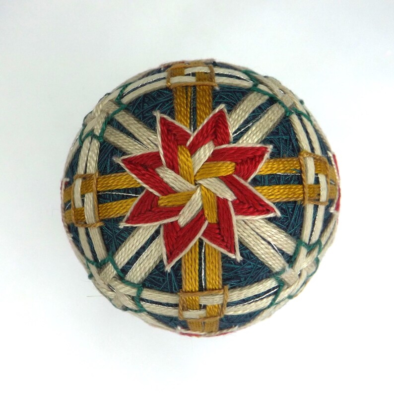 Japanese Temari Ball -new Design , Handmade by Me, Tan and Gold Graphic ...