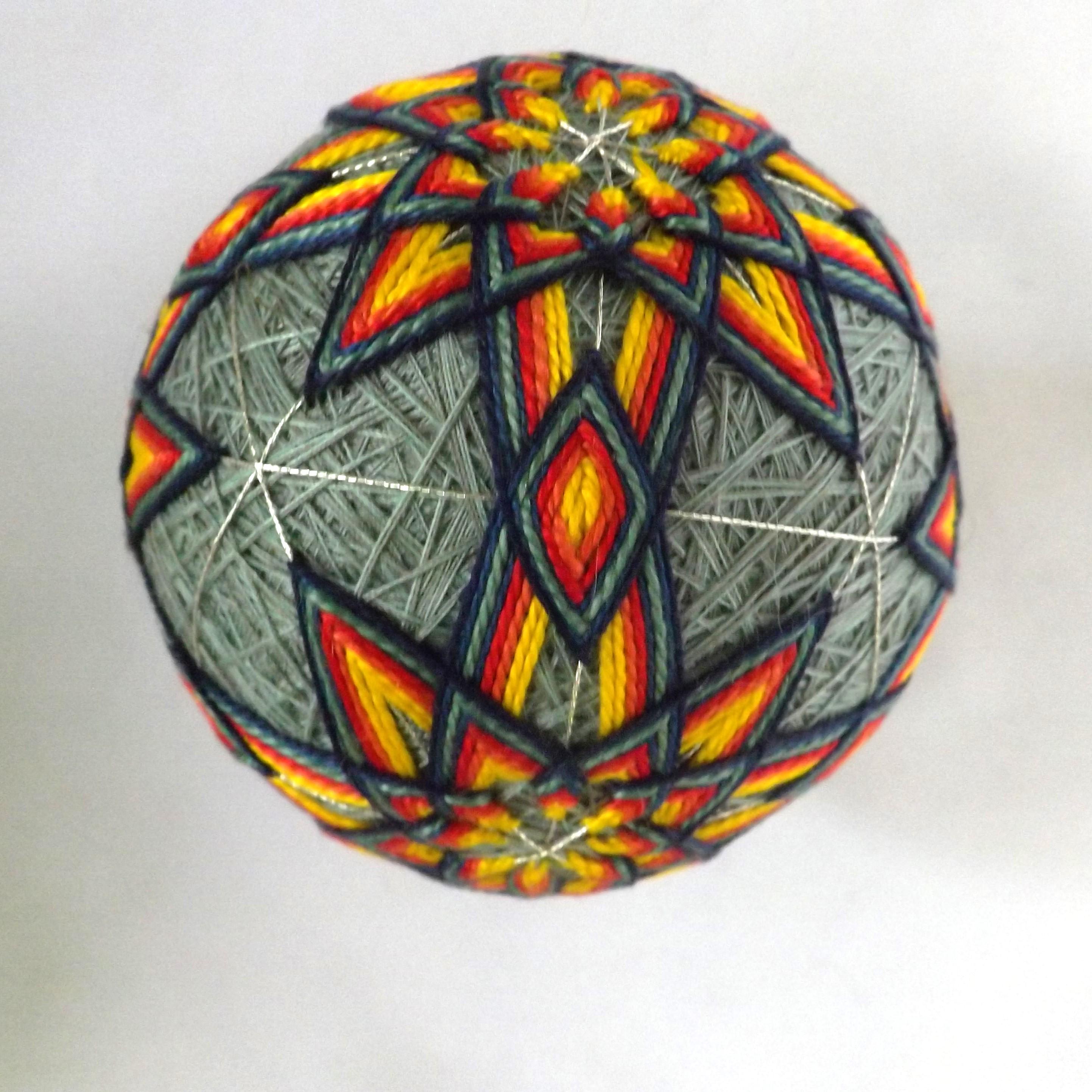 Japanese Temari Ball Handmade by Me, Rice Hulls and a Bell Inside, Six ...