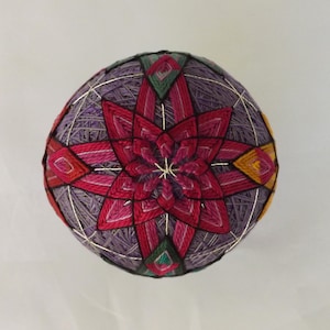 Japanese Temari Ball Handmade by Me Six Woven Flowers in Red - Etsy