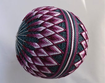 Japanese Temari Ball Handmade by Me Six Woven Flowers in Red - Etsy