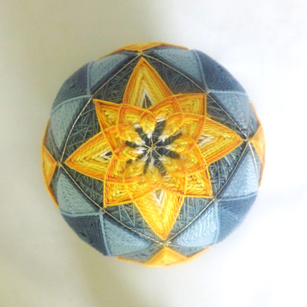 Japanese Temari Ball Spring Collection Six Yellow Flowers in a Box of 8 ...