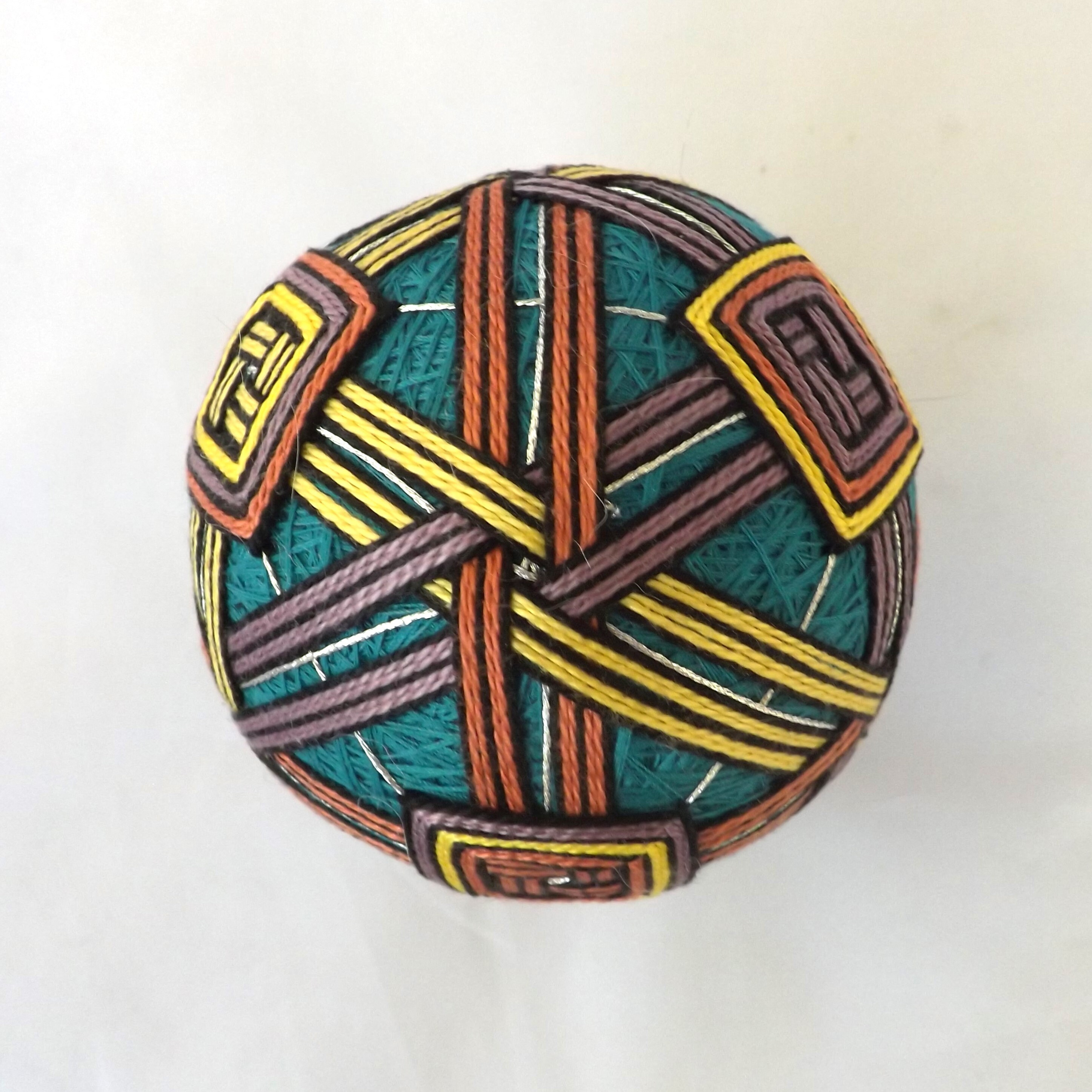 Japanese Temari Ball Handmade Rice Hulls and a Bell Inside, Six Woven ...