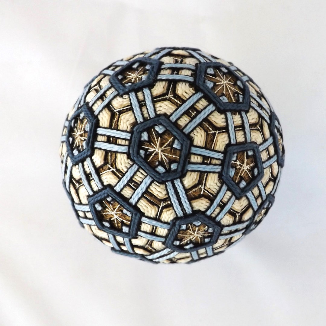 Japanese Temari Ball Made by Me Twenty Pentagons and Hexagons in Lt ...