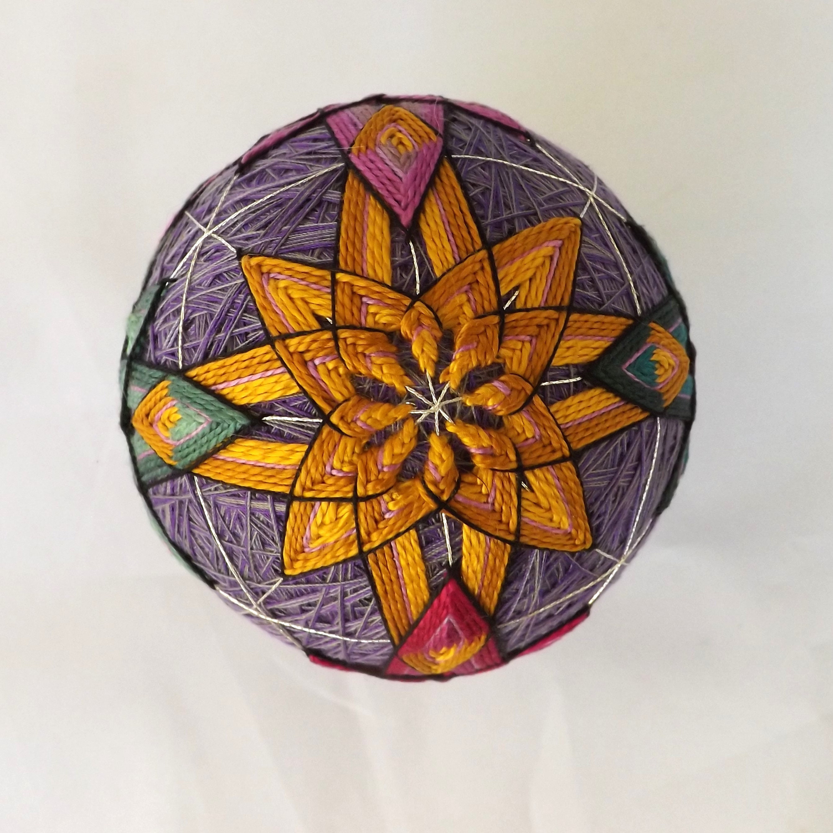Japanese Temari Ball Handmade by Me Six Woven Flowers in Red - Etsy