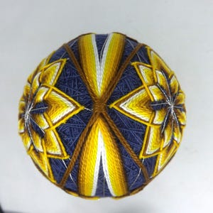 Japanese Temari Ball Handmade by Me "four Yellow Flowers in a Window ...