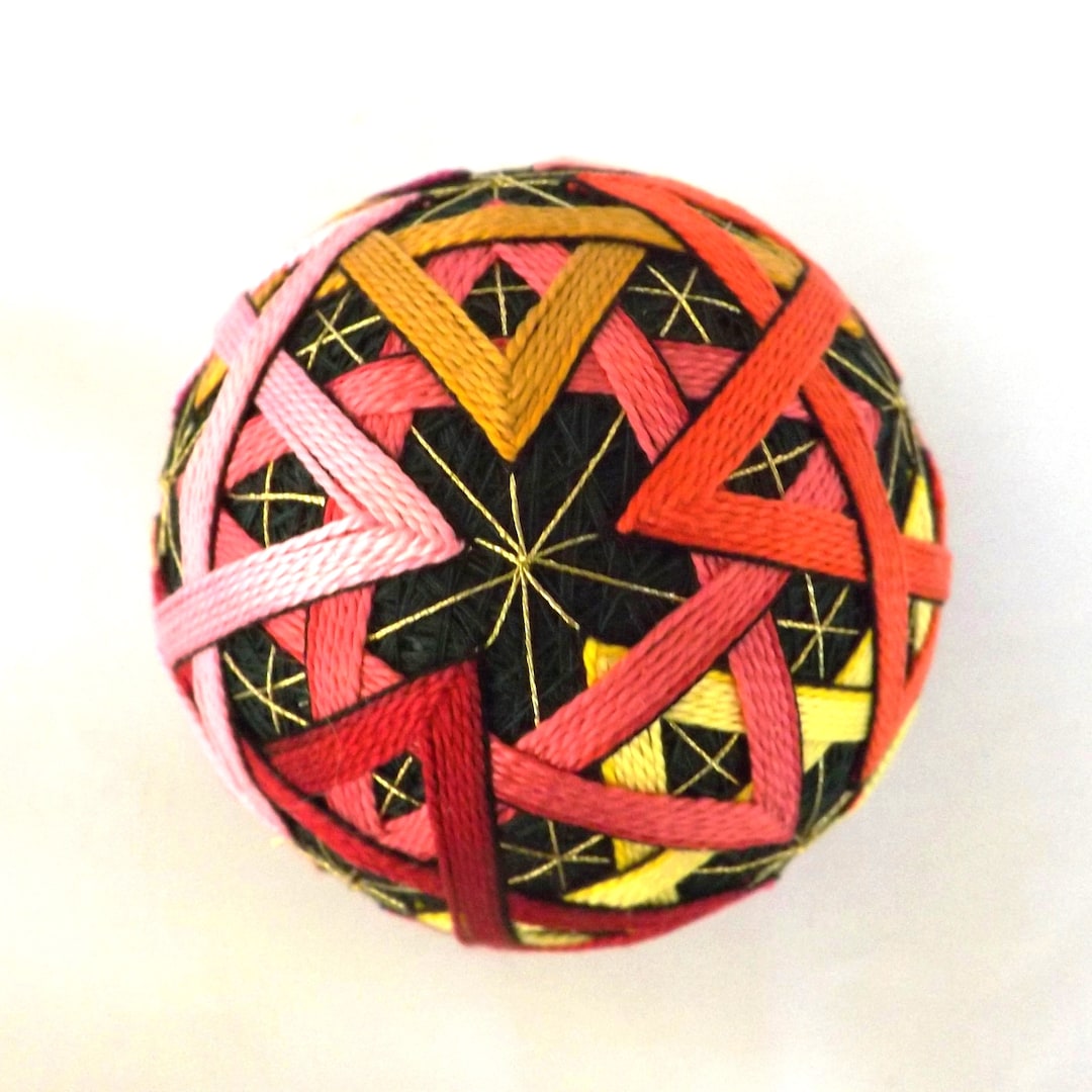 Japanese Temari Ball handmade by Me, Twelve Overlapping Star Over Stars ...