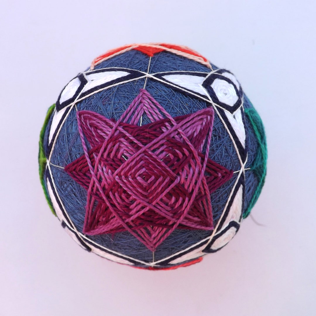 Japanese Temari Ball - New Woven Design in Purple, Green, Peach , Pink ...