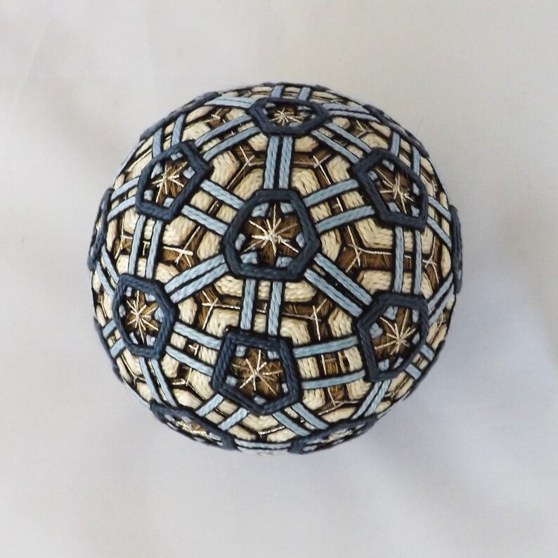 Japanese Temari Ball Made by Me Twenty Pentagons and Hexagons in Lt ...