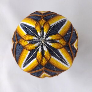 Japanese Temari Ball Handmade by Me "four Yellow Flowers in a Window ...