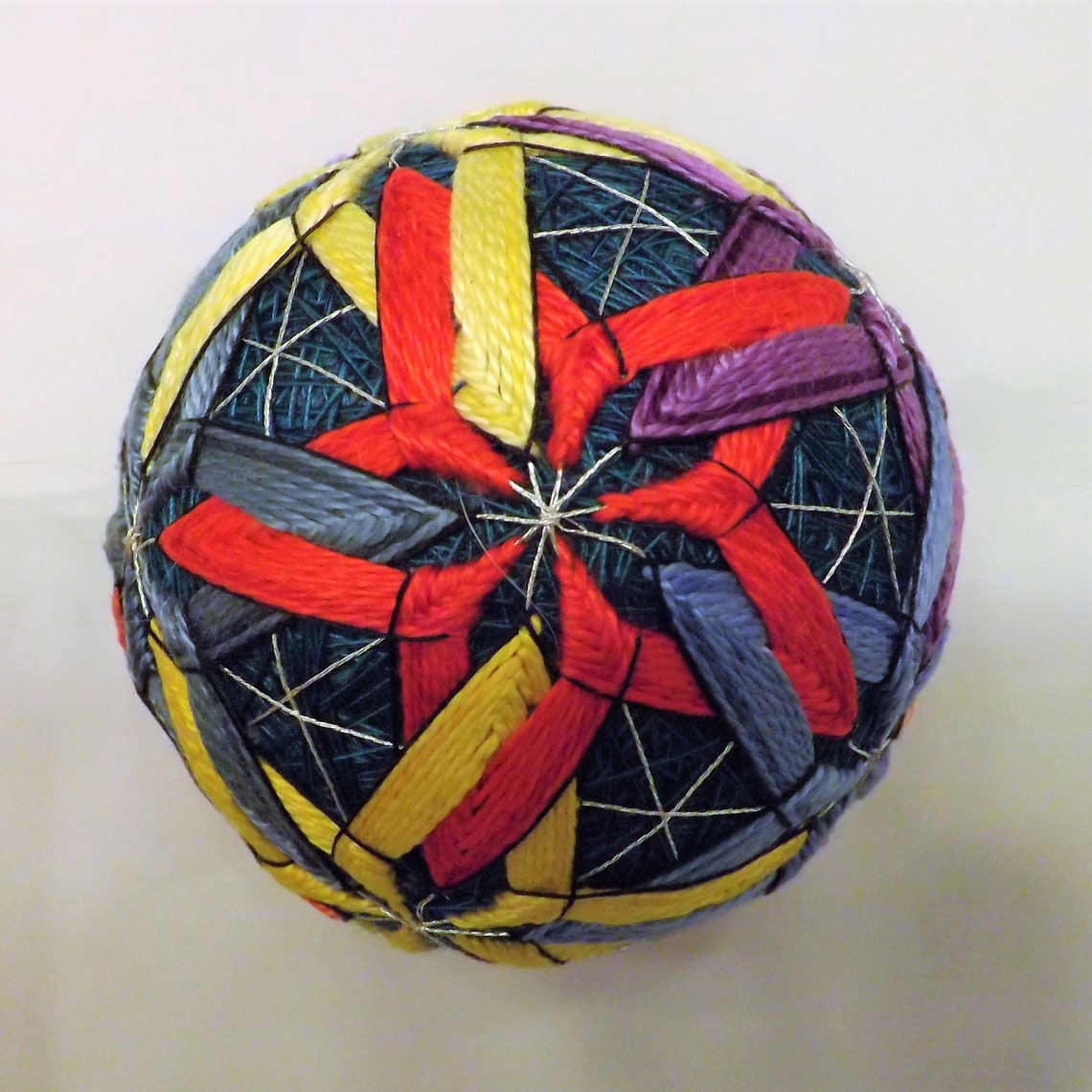 Japanese Temari Ball Handmade 12 Interlocking Multicolor - Etsy