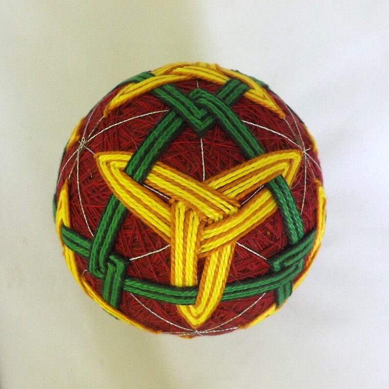 Japanese Temari Ball Handmade Rice Hulls With Bell Eight Golden Yellow ...